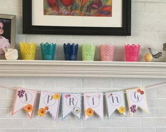 Paper Banner Kit 5 feet long floral kraft DIY paper kit