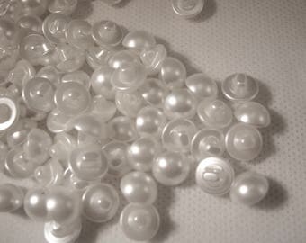 White Pearl Bridal Buttons Full ball with metal shank