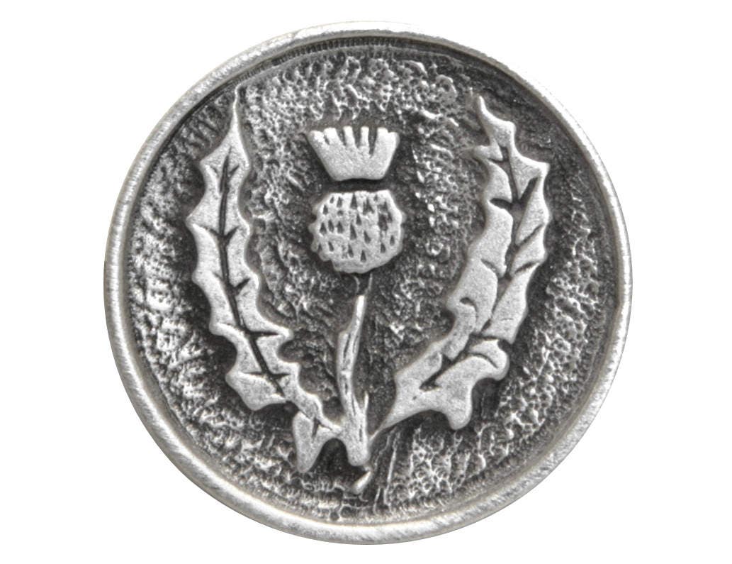 2 Round Scottish Thistle 1 inch 24 mm Pewter Buttons