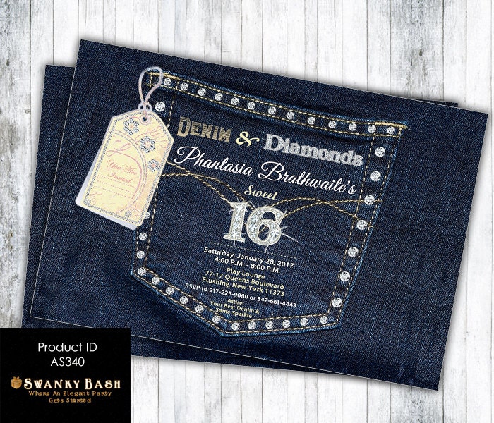Denim and Diamonds Denim Pocket with Bling Custom Designed