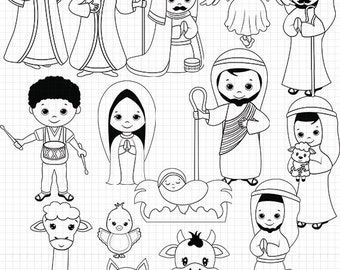 Nativity clipart | Etsy