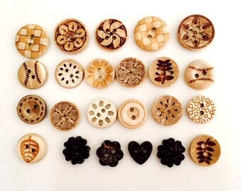 Small wooden buttons | Etsy