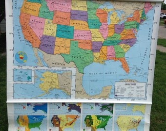 Pull down map | Etsy