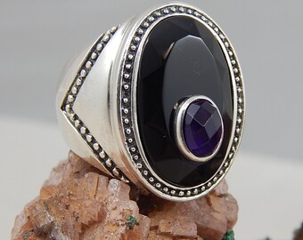 Black amethyst ring | Etsy