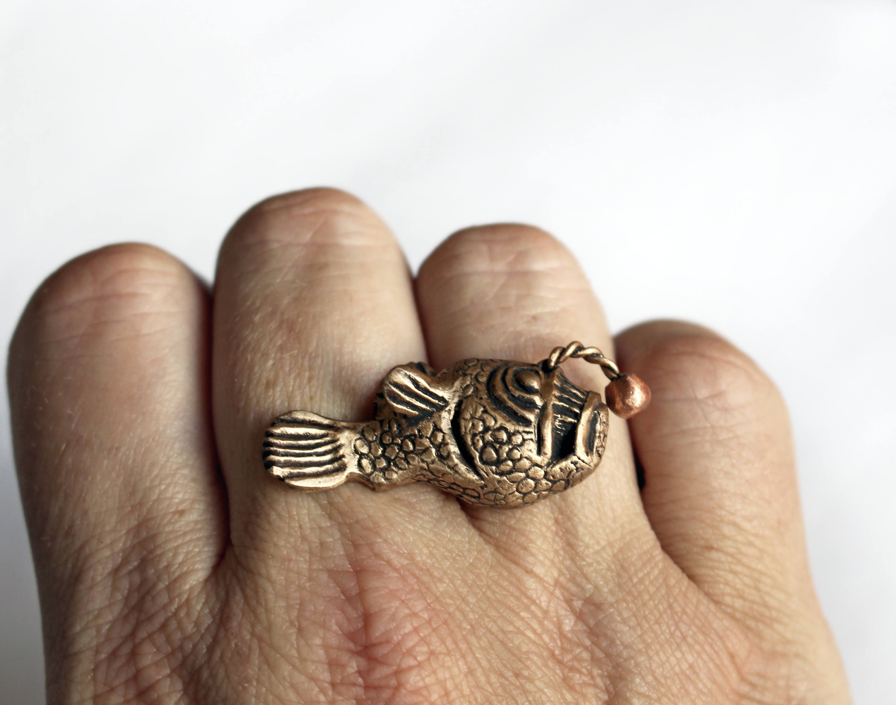 Angler fish knuckle duster ring