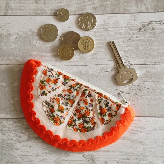Slice of Orange Fruit Coin Purse by CherishHandmade on Etsy