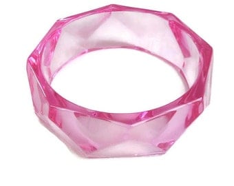 Pink lucite bangle | Etsy