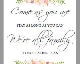 No seating plan sign | Etsy