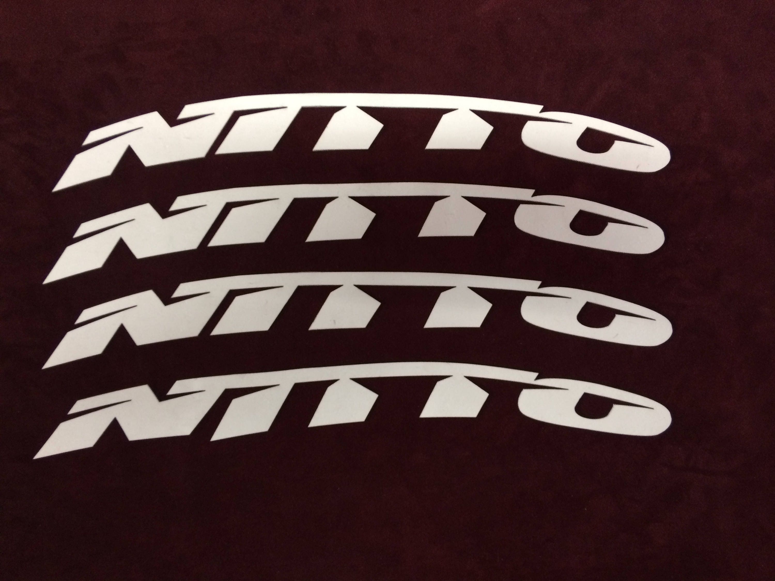 Permanent Tire Letters 1 inches 25cm NITTO 4 Decal Kit