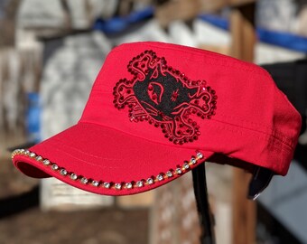 Red skull cap | Etsy