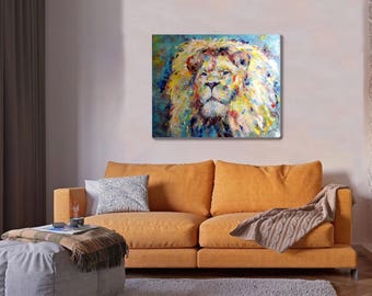 Lion painting | Etsy