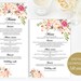 Party Menu Template Wedding Menu Cards Menu Cards Editable