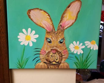 Rabbits Original Acrylic Art Bunny Painting