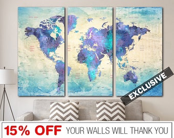 World map canvas | Etsy