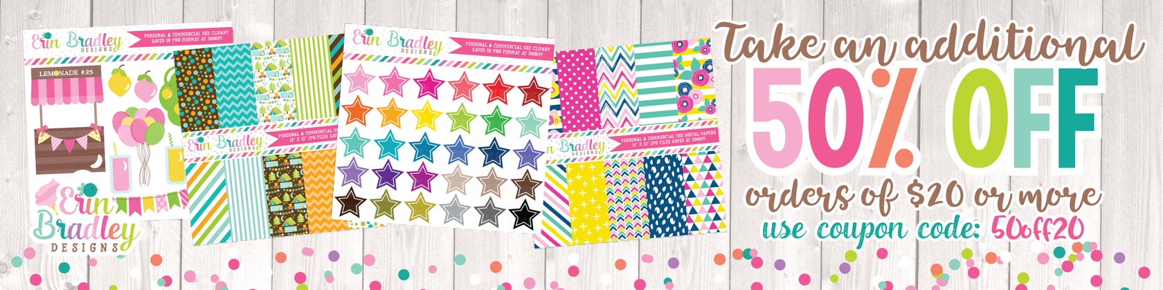 Commercial Use Clipart & Digital Papers by ErinBradleyDesigns
