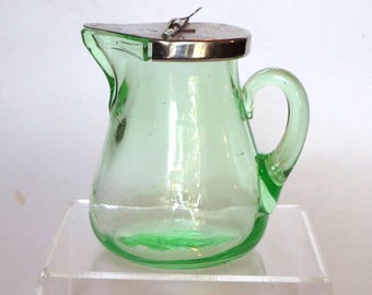 Green glass jug | Etsy