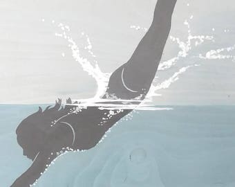 Diving girl | Etsy