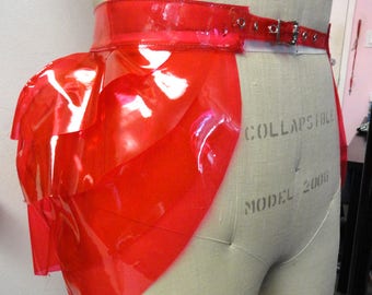 36-38 B Neon Orange PVC bra with adjustable plastic snap back