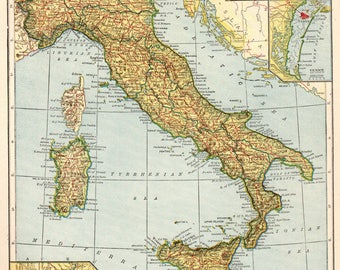 Vintage italy map | Etsy