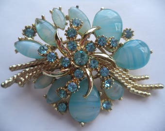 Blue stone brooch | Etsy