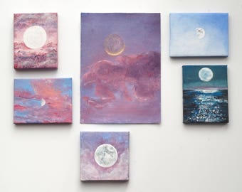 Moon painting | Etsy