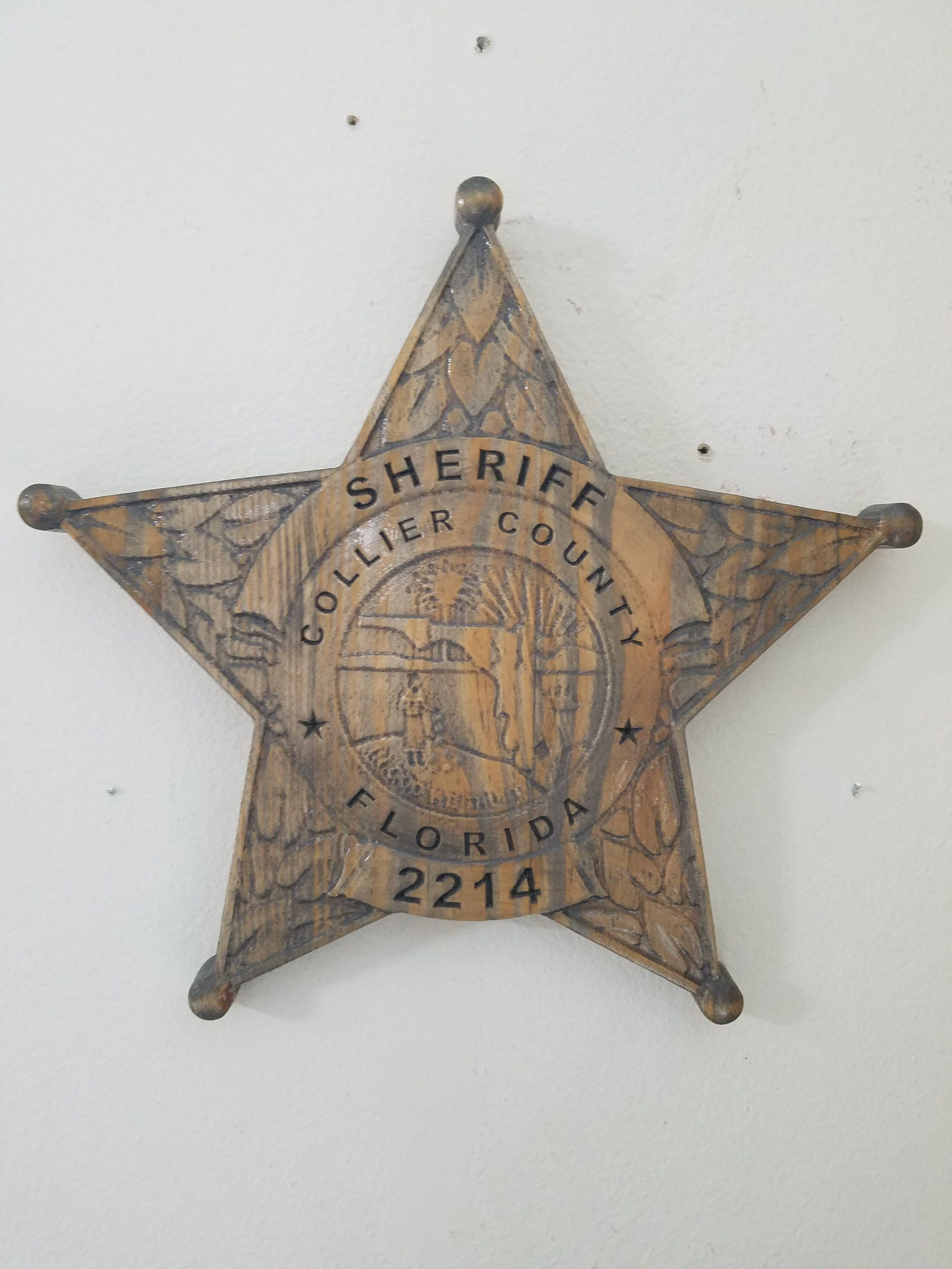 Custom Collier County Sheriff Personalized Badge 3D V Carved