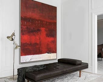 Red abstract art | Etsy