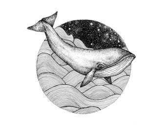Whale drawing | Etsy