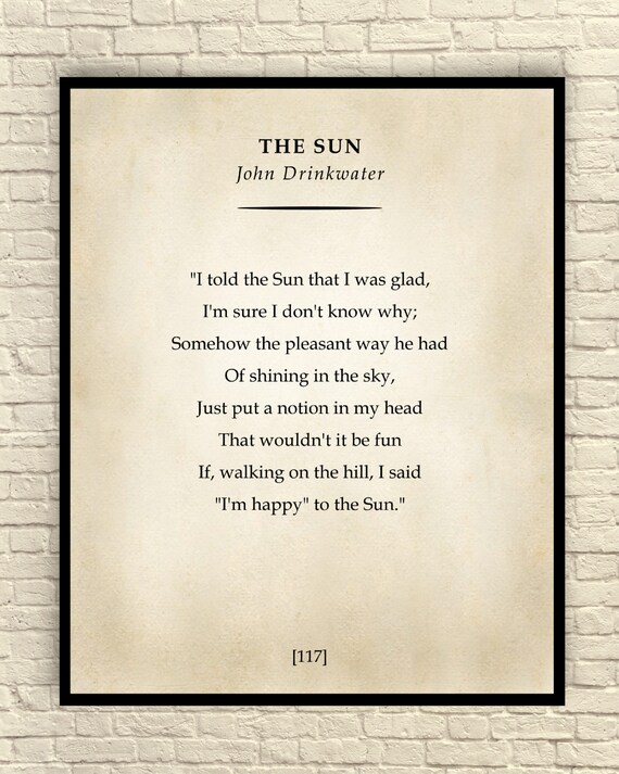 Custom Poem Wall Art Custom Poem Art Print The Sun Poem