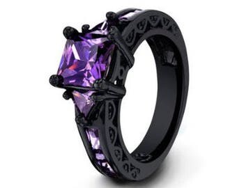 Black amethyst ring | Etsy