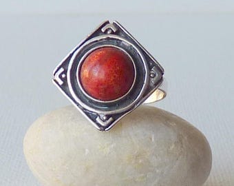 Red stone ring | Etsy