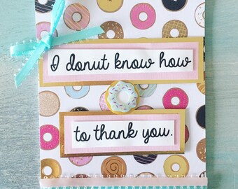 Funny Thank You Card Donut Pun Card Thank you note greeting
