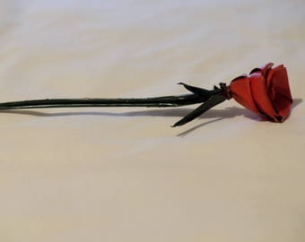 Vintage hand painted rose and rhinestone necklace.