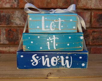Let it snow blocks | Etsy