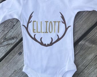 Newborn Baby Boy Outfit Little Man Camo Hunting Deer