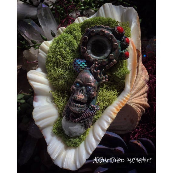 Sunken Pirate Electroformed Copper Pipe Sculpted Mermaid