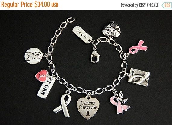 HALLOWEEN SALE Cancer Bracelet. Cancer Survivor Charm