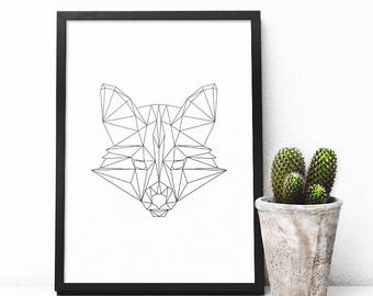 Geometric fox | Etsy