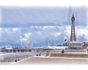 Blackpool tower art | Etsy