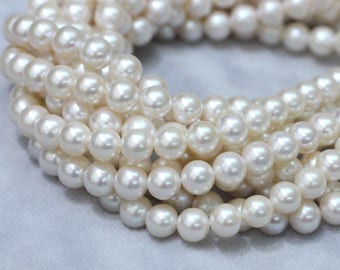 Cream White Pearl String Beads Flower Pearl Sting 4mm Wide 10M