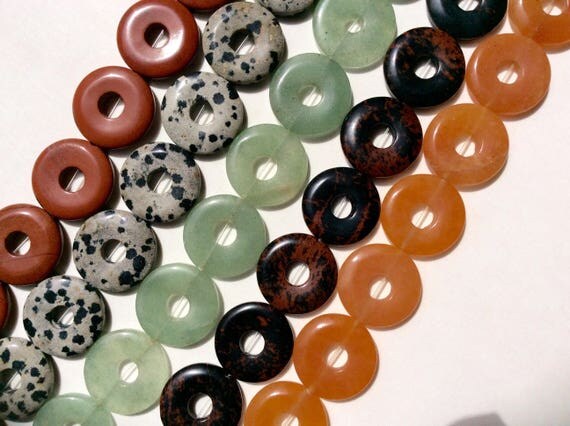 Gemstone Donuts 18mm with 6mm central hole 1mm side hole