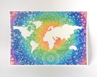 World map mandala | Etsy