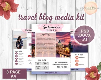 Elegant Blog Media Kit Template Press Kit 3 Pages