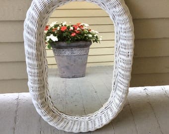 White wicker mirror | Etsy