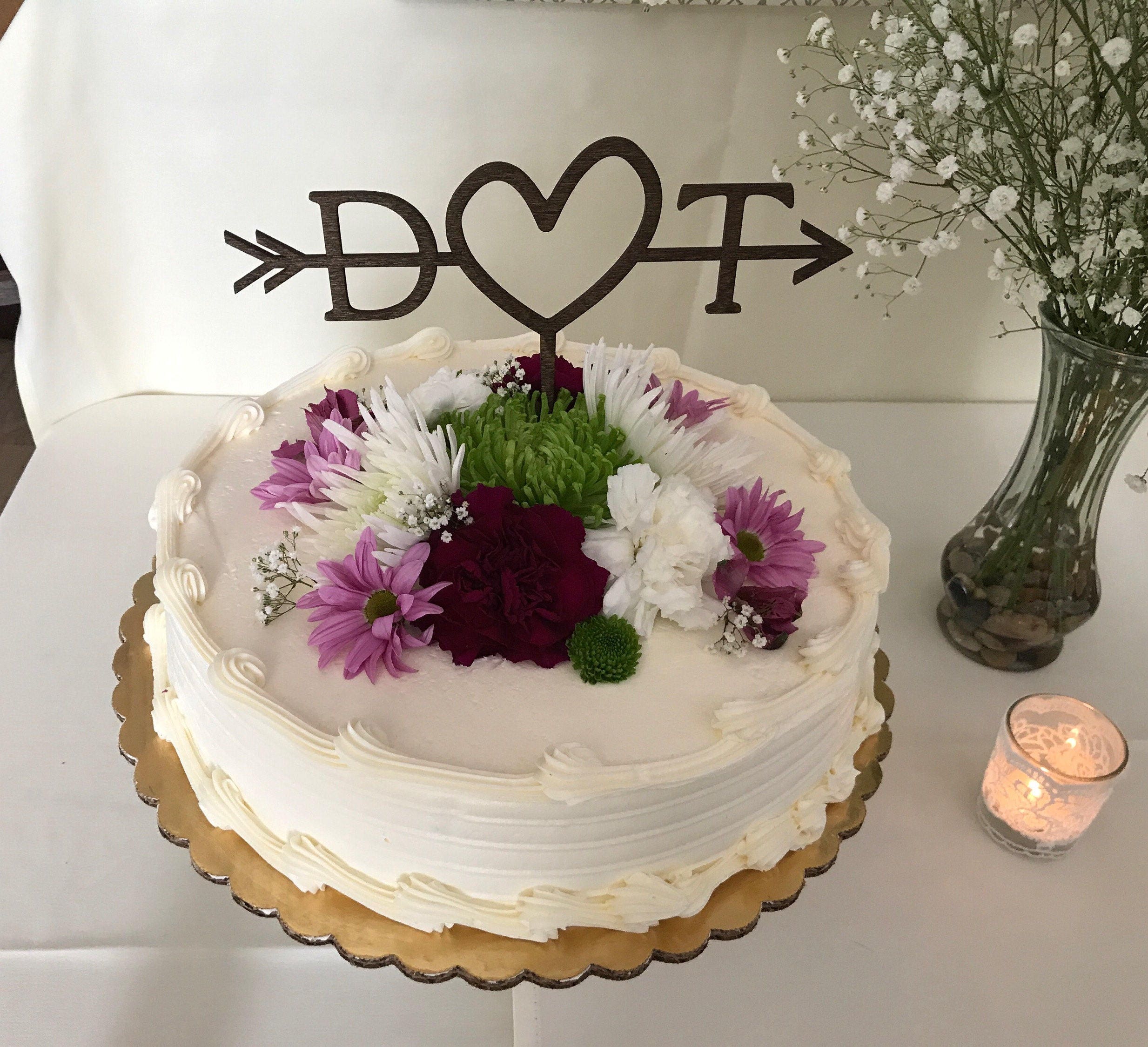 Rustic Wedding Arrow Cake Topper Custom Cake Topper Beach