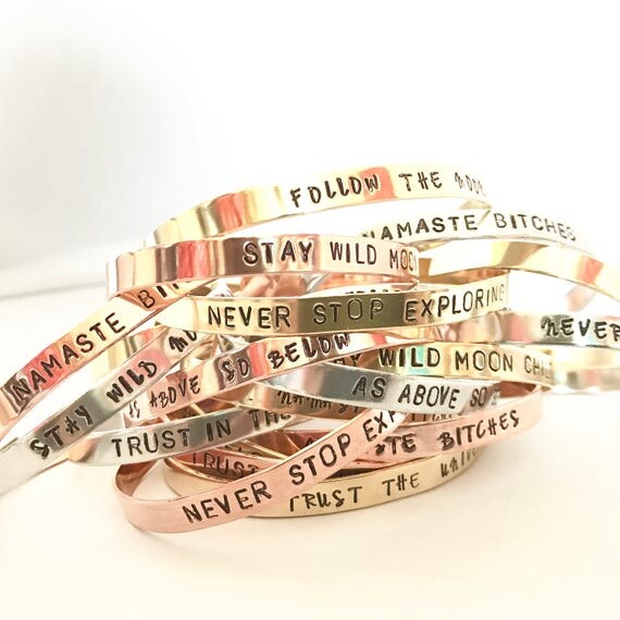 personalised copper cuff handmade jewellery personalized