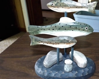 Carved wood fish | Etsy