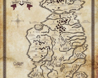 Map of King Arthur's England // Camelot Map // Thomas