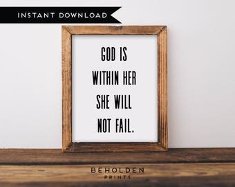 God is With Her she will not fail Wall Decal Nursery Decor