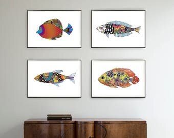 Modern fish art | Etsy
